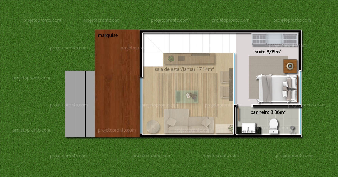 PROJETO PRONTO - PROJETO LOFT 1 SUÍTE - KP02
